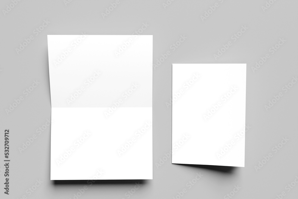A4 half-fold brochure blank white template for mock up and presentation ...