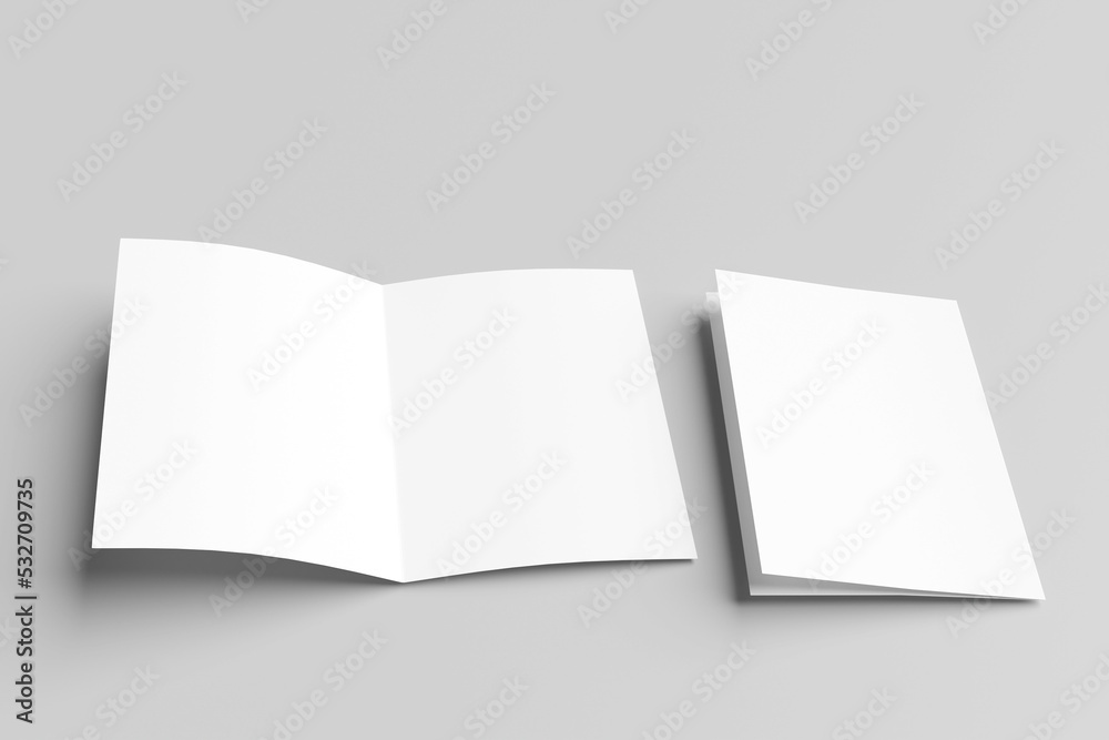 A4 half-fold brochure blank white template for mock up and presentation ...