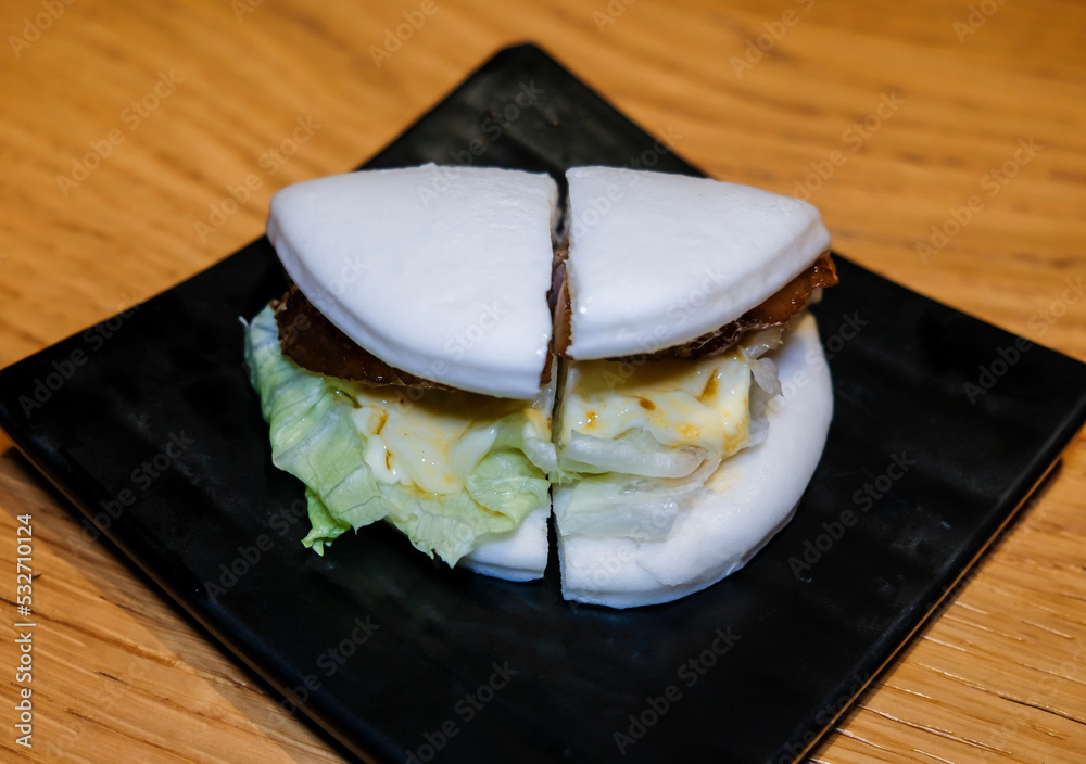 Popular Japanese restaurant food. Spicy Kuro Ramen Special, Pork Bun ...