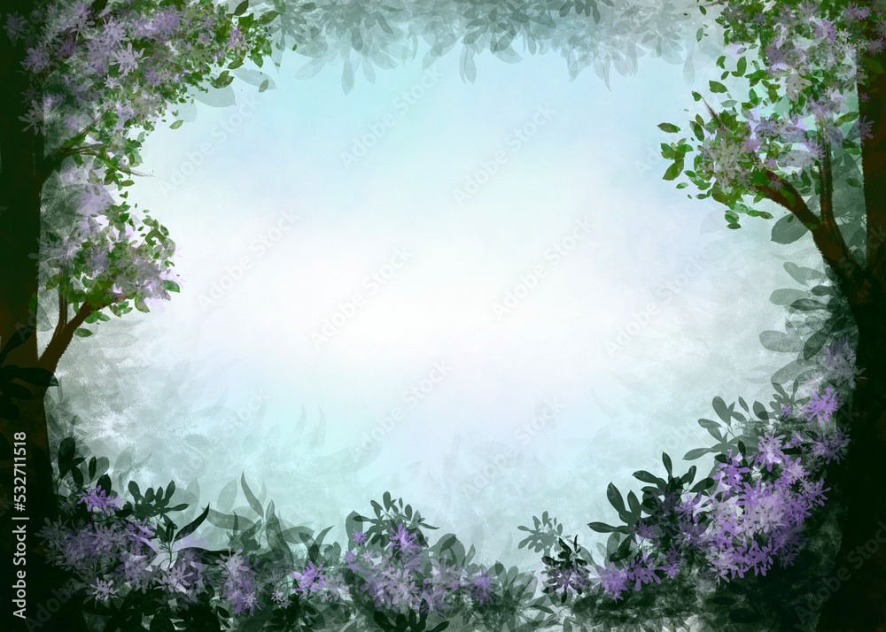 Fairytale magic forest background. 2D nature background for fairytale ...