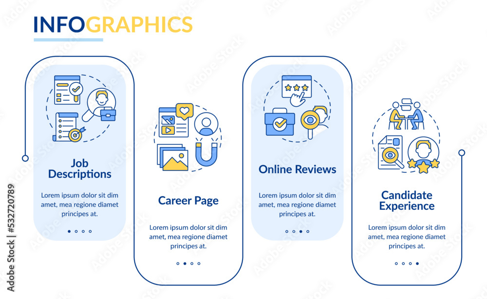 Recruitment rectangle infographic template. HR search and selection ...