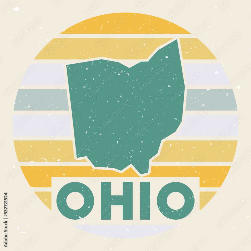 Ohio logo. Sign with the map of us state and colored stripes, vector ...