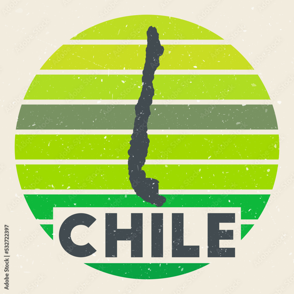 Chile logo. Sign with the map of country and colored stripes, vector ...