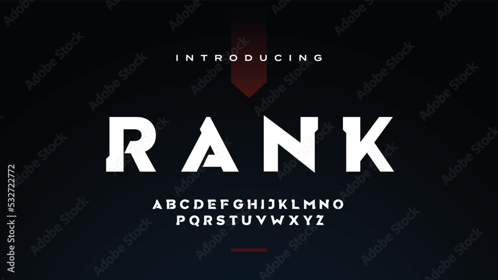 RANK Sports minimal tech font letter set. Luxury vector typeface for ...