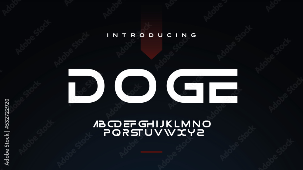 DOGE Sports minimal tech font letter set. Luxury vector typeface for ...