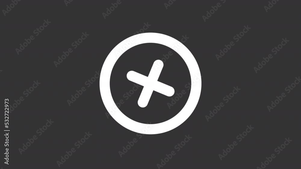 Animated delete white line ui icon. Cancel operation. Seamless loop 4k video with alpha channel ...