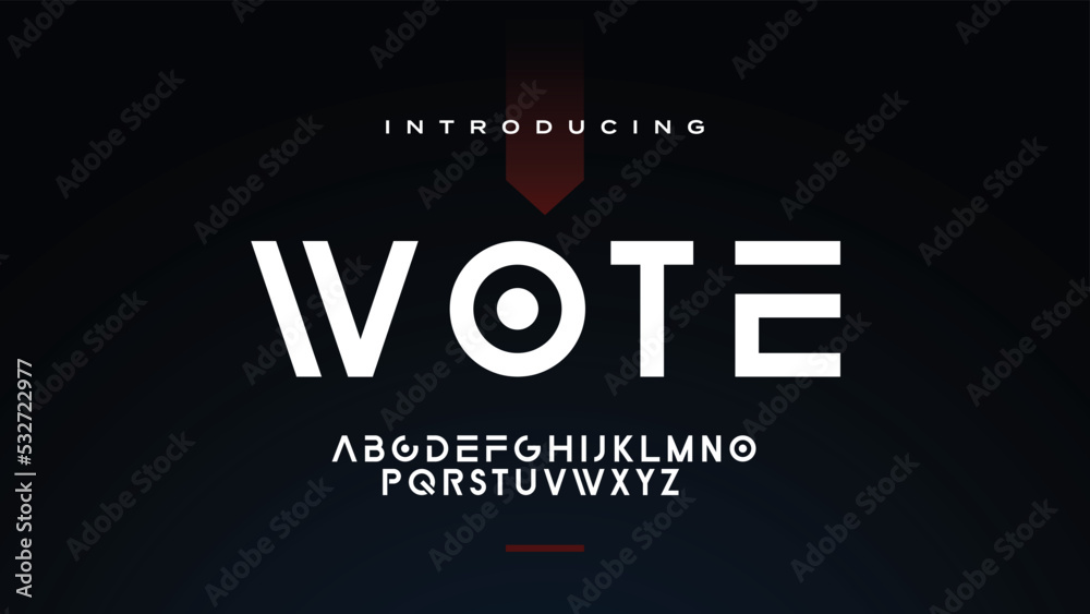 WOTE Sports minimal tech font letter set. Luxury vector typeface for ...