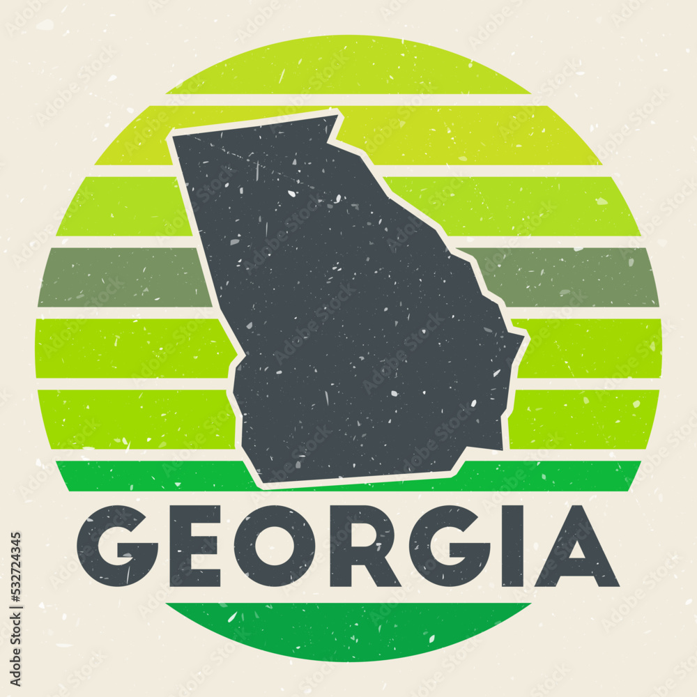 Georgia logo. Sign with the map of us state and colored stripes, vector ...