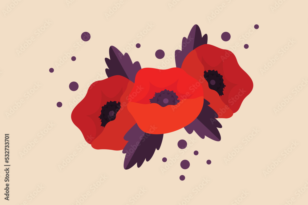 Photo & Art Print Three red poppy to make a symbol of a memorial day ...