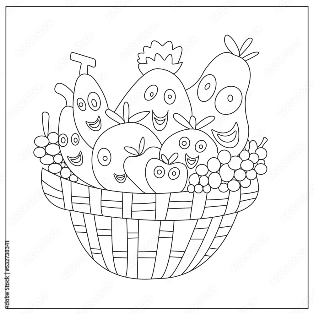 Vetor de funny fruits coloring page for kids do Stock | Adobe Stock