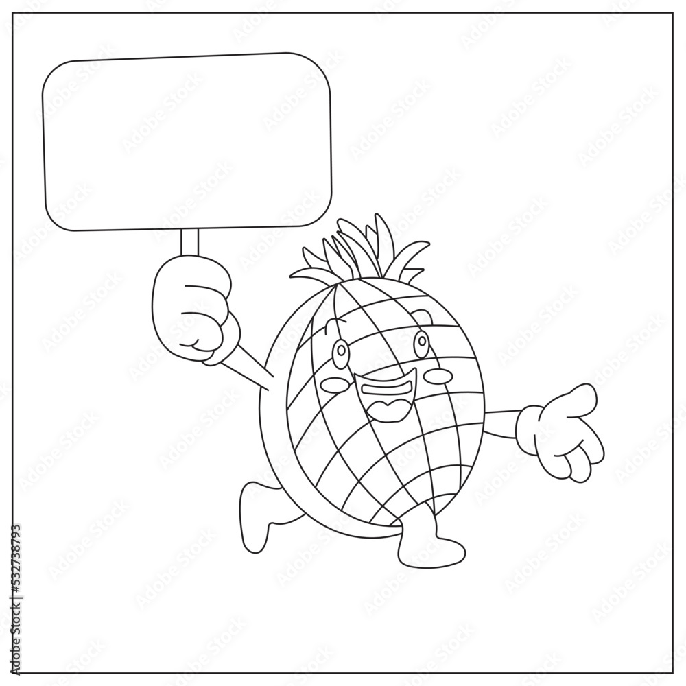 funny fruits coloring page for kids Stock Vector | Adobe Stock