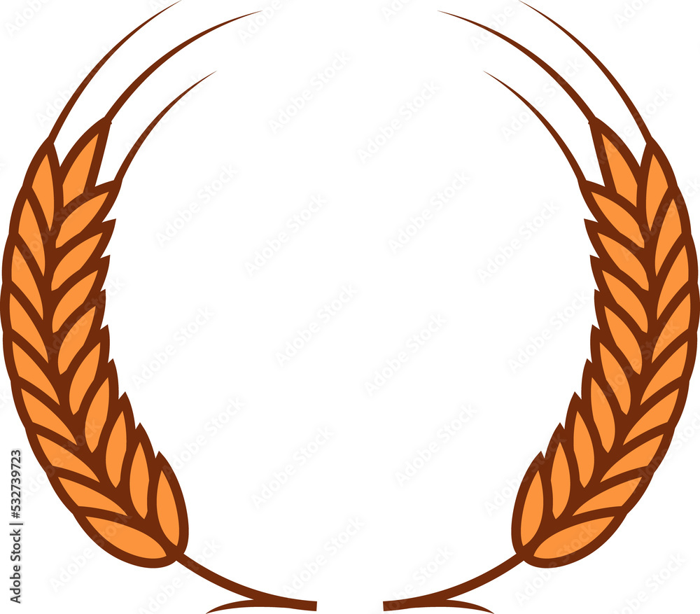 Yellow laurel wreath wheat spike frame border sign Stock Illustration ...
