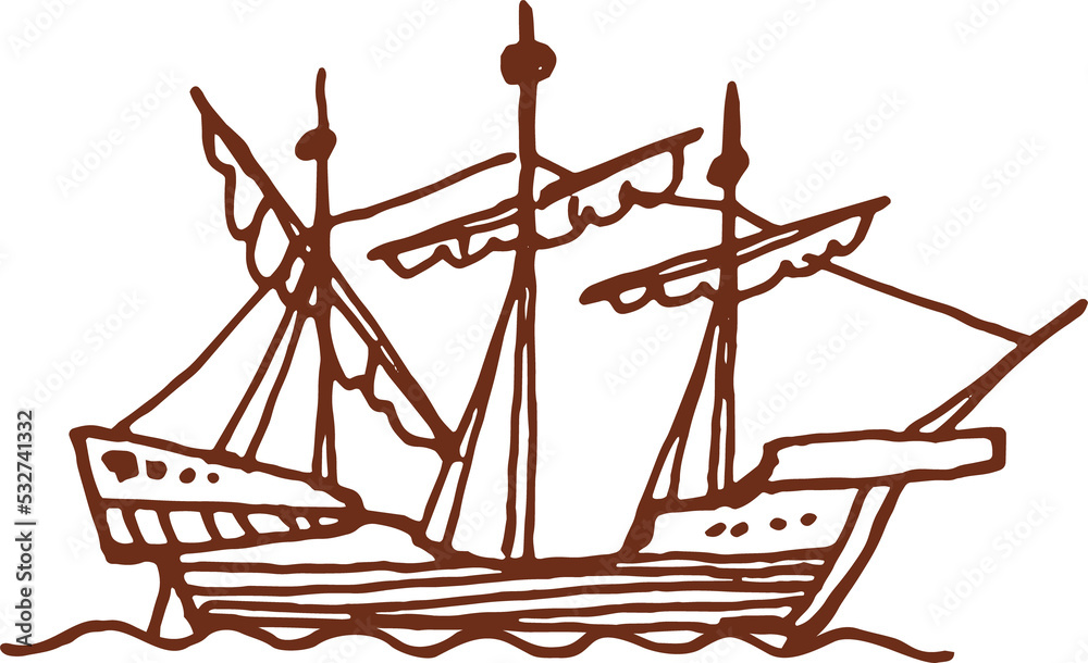 Vintage british warship brigantine sailboat ship Stock Illustration ...