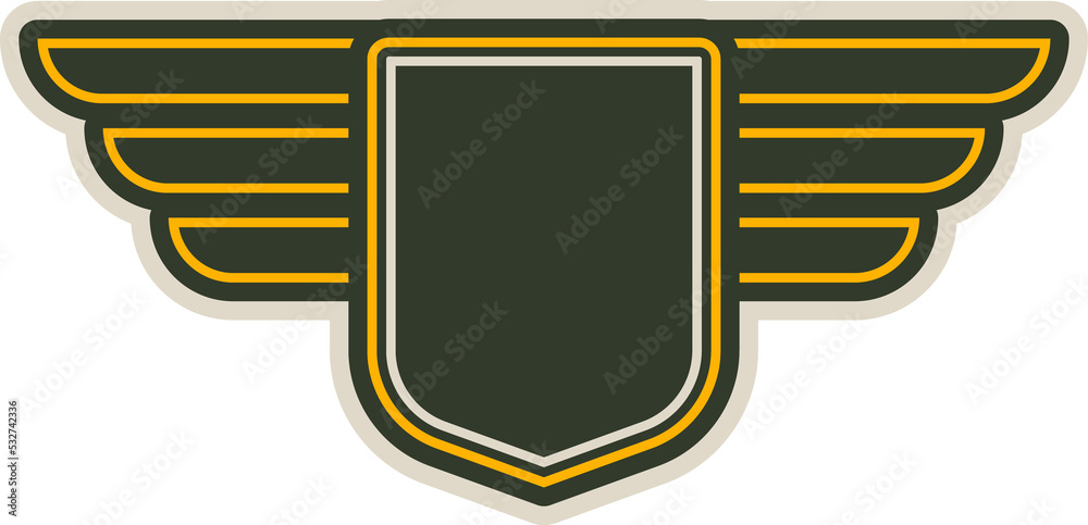 Army rank template, insignia badge with wings sign Stock Illustration ...