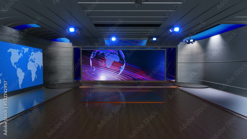 Virtual Studio 2267_3D Virtual TV Studio News_Background Loop Stock ...