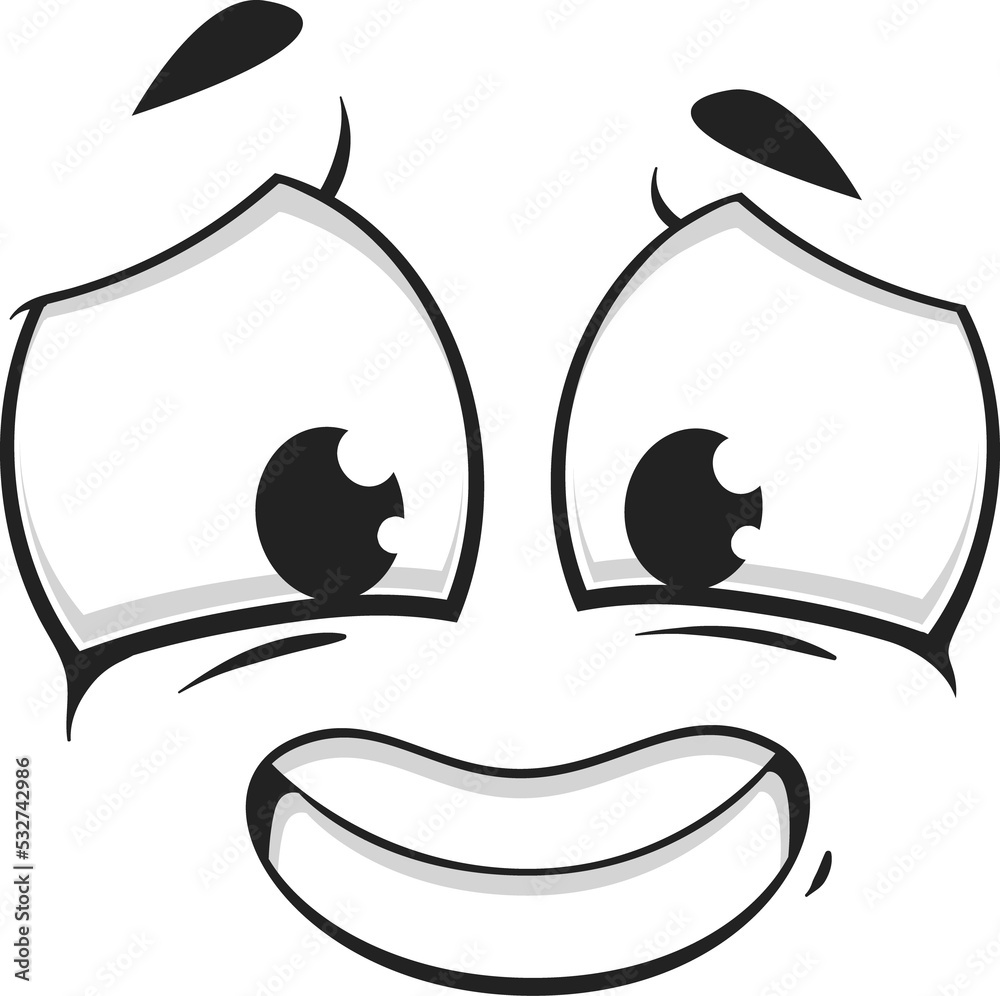 Confused cartoon face, guilty smiling character Stock Illustration ...