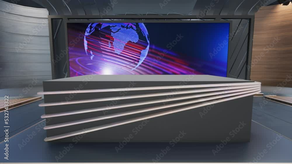 Virtual Studio 2267_3D Virtual TV Studio News_Background Loop Stock ...