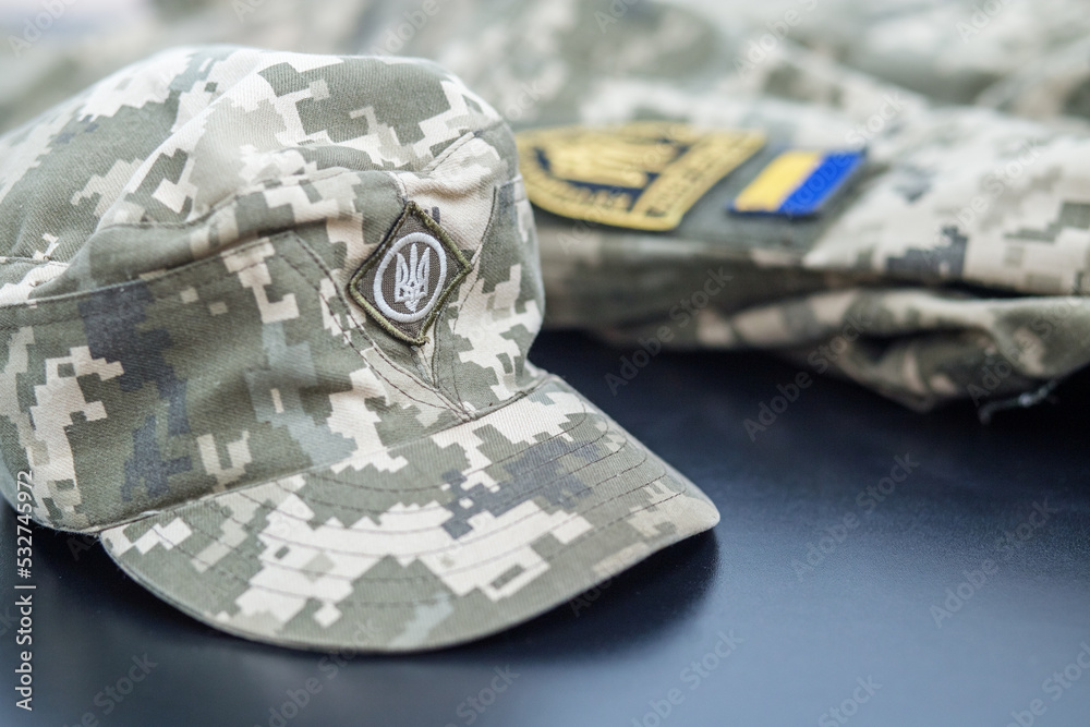 Armed Forces of Ukraine. Ukrainian flag on military uniform. Ukrainian ...