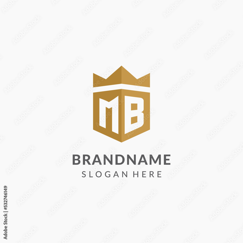 Initial letter MB logo with shield and crown style Stock Vector | Adobe ...