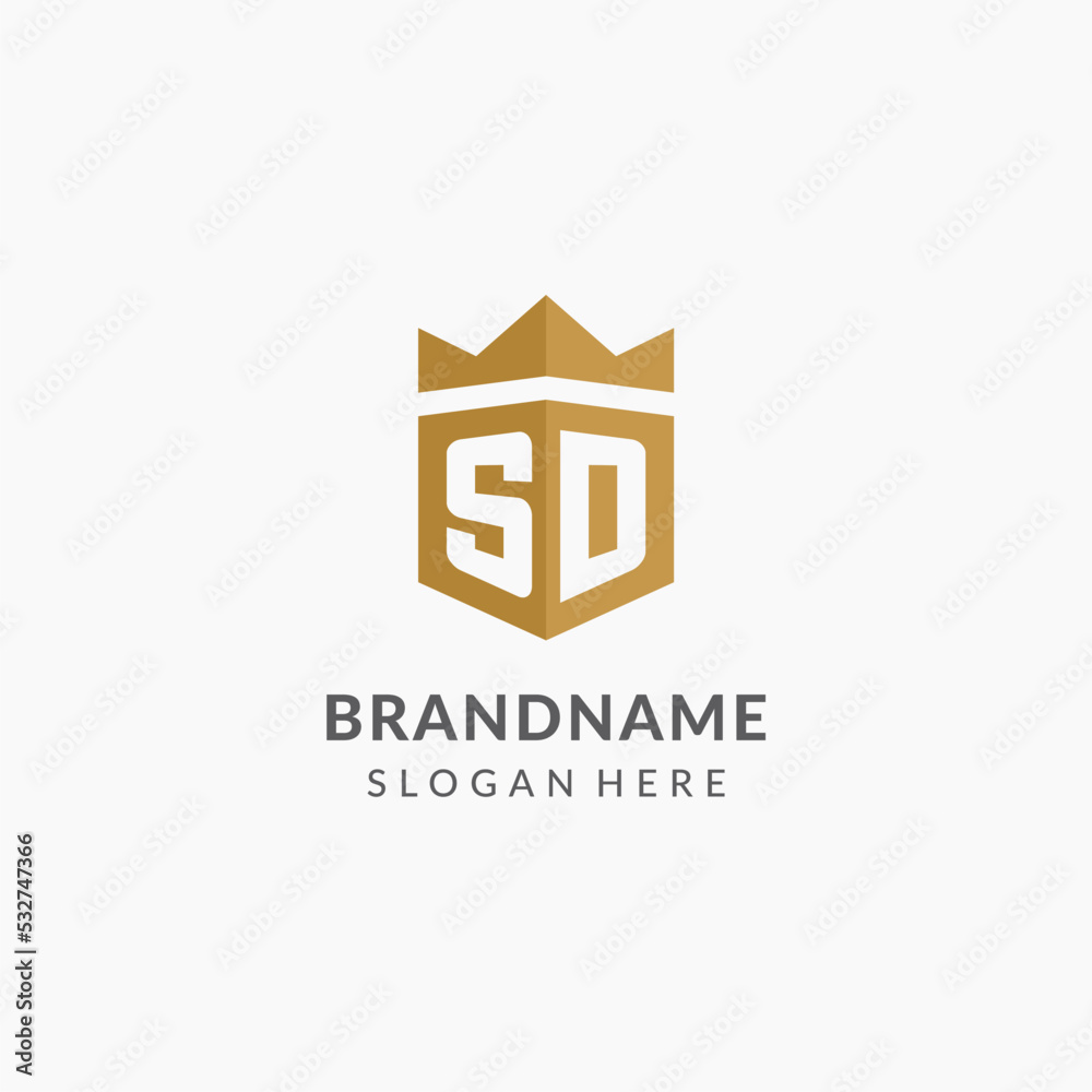 Initial letter SD logo with shield and crown style Stock Vector | Adobe ...