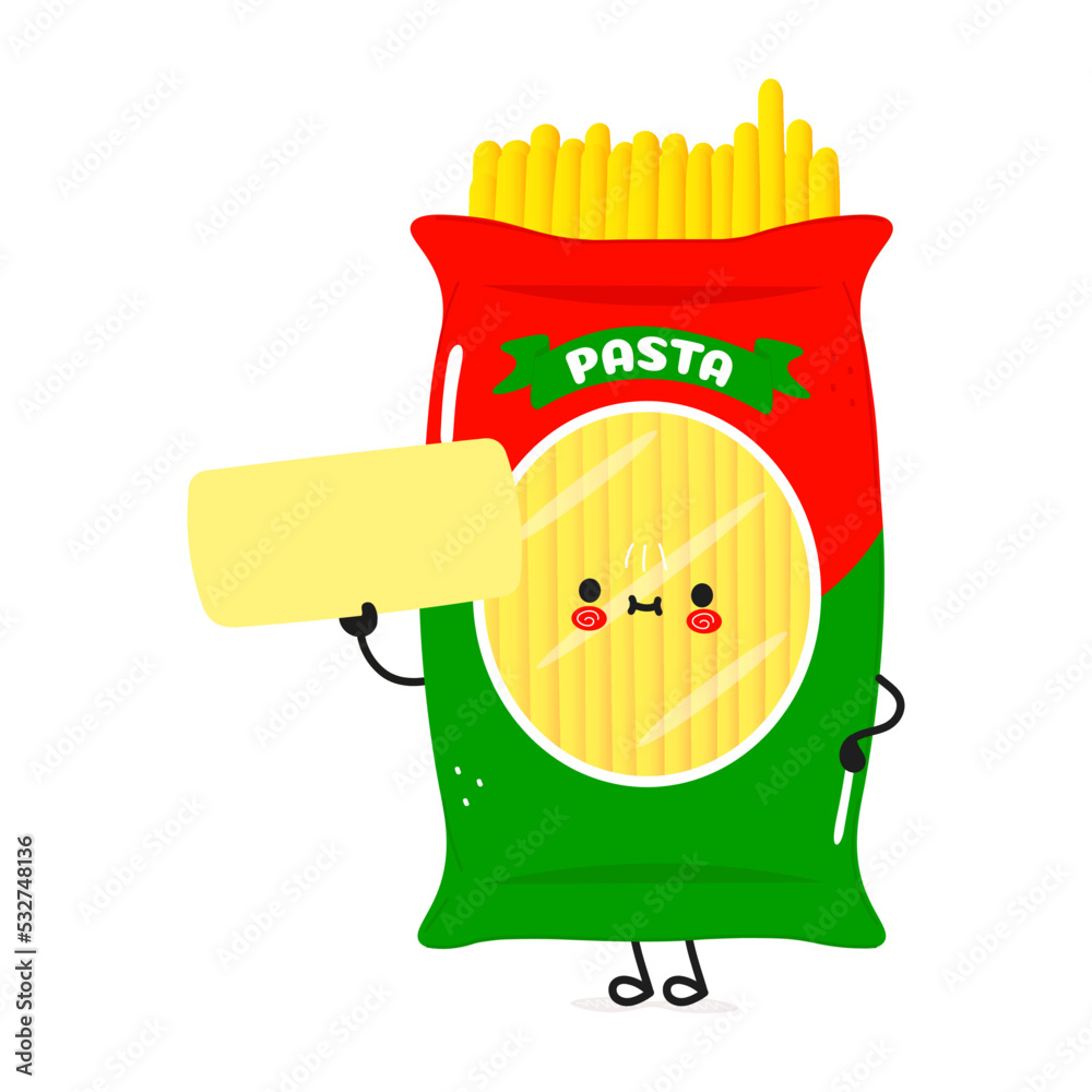 Cute spaghetti poster character. Vector hand drawn cartoon kawaii ...