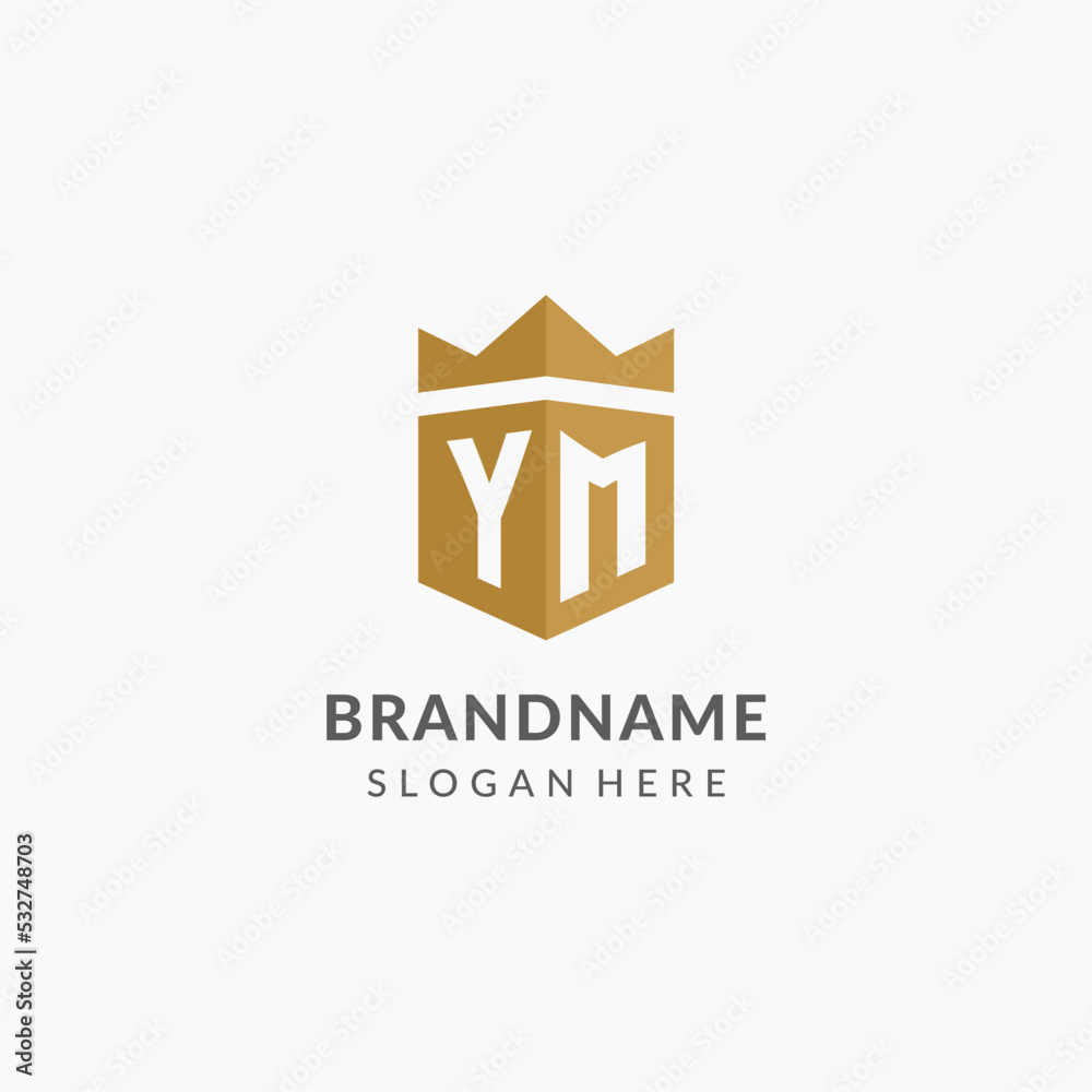 Initial letter YM logo with shield and crown style Stock Vector | Adobe Stock
