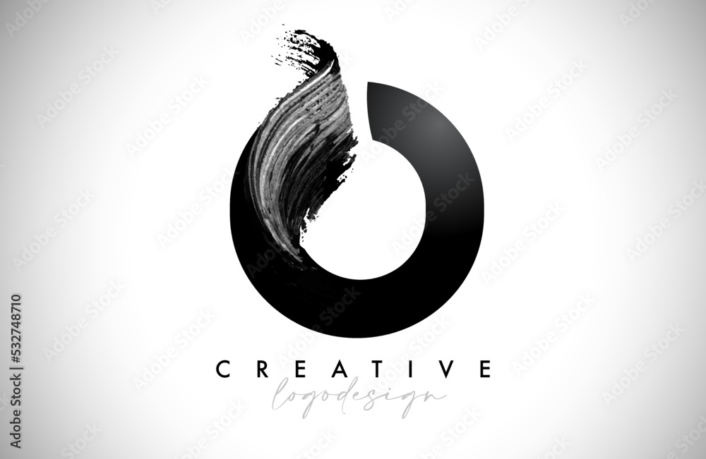Letter O Logo Brush Stroke with Artistic Watercolor Paint Brush Icon ...