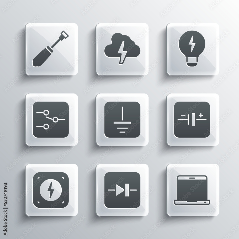 Set Diode in electronic circuit, Laptop, DC voltage source, Electrical ...