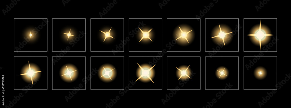 Colorful shine light FX. Shine effect sprite sheet for animation and ...
