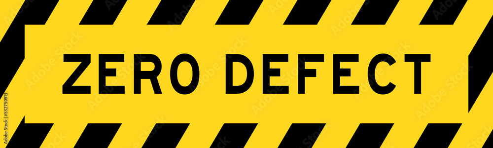 Yellow and black color with line striped label banner with word zero ...