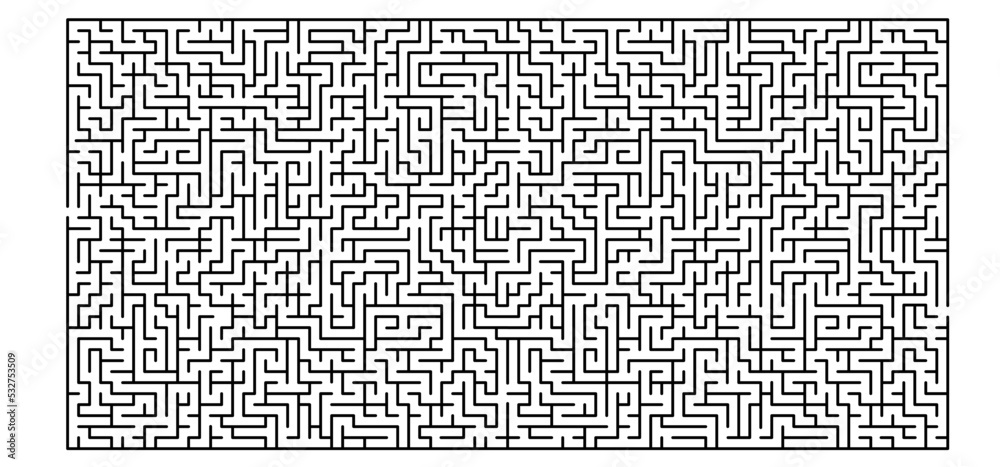Education logic, labyrinth line. Black square maze. Vector. Find the ...
