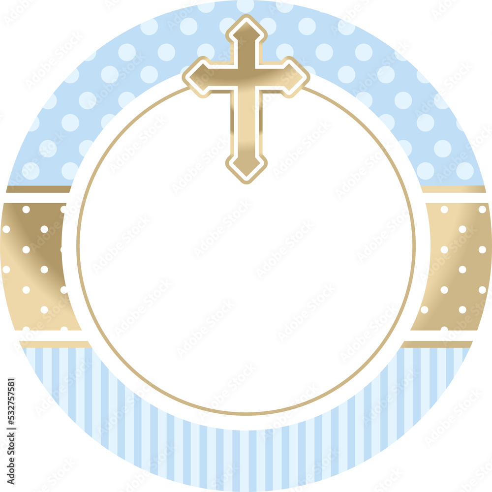 First Holy communion label with gold cross for boy Stock Illustration ...