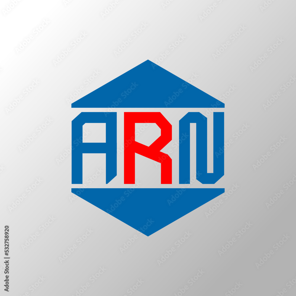 ARN hexagon vector logo template on white background. ARN polygon logo ...