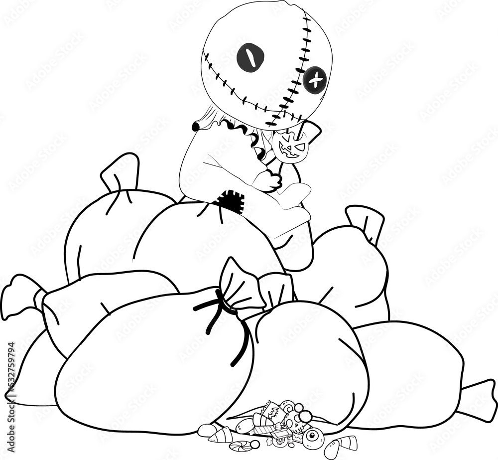 Trick or Treat coloring page. Halloween coloring page for kids. Cartoon ...