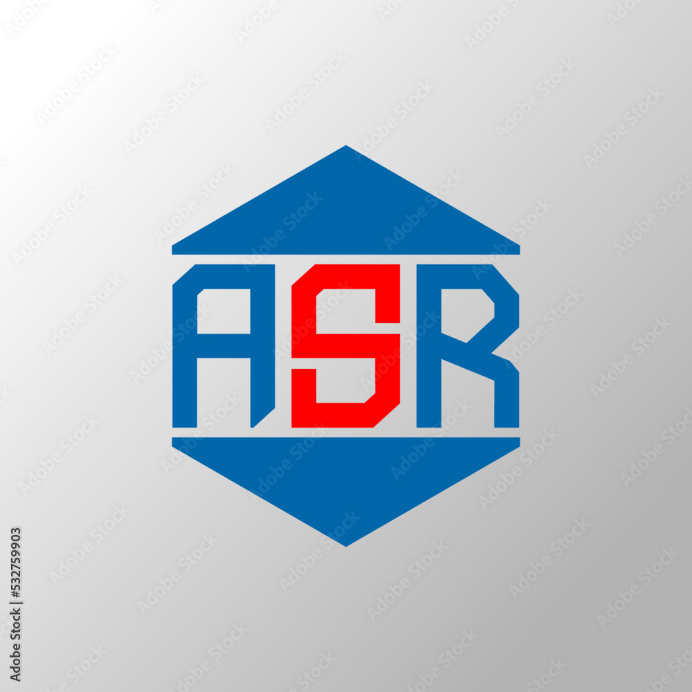 ASR hexagon vector logo template on white background. ASR polygon logo ...