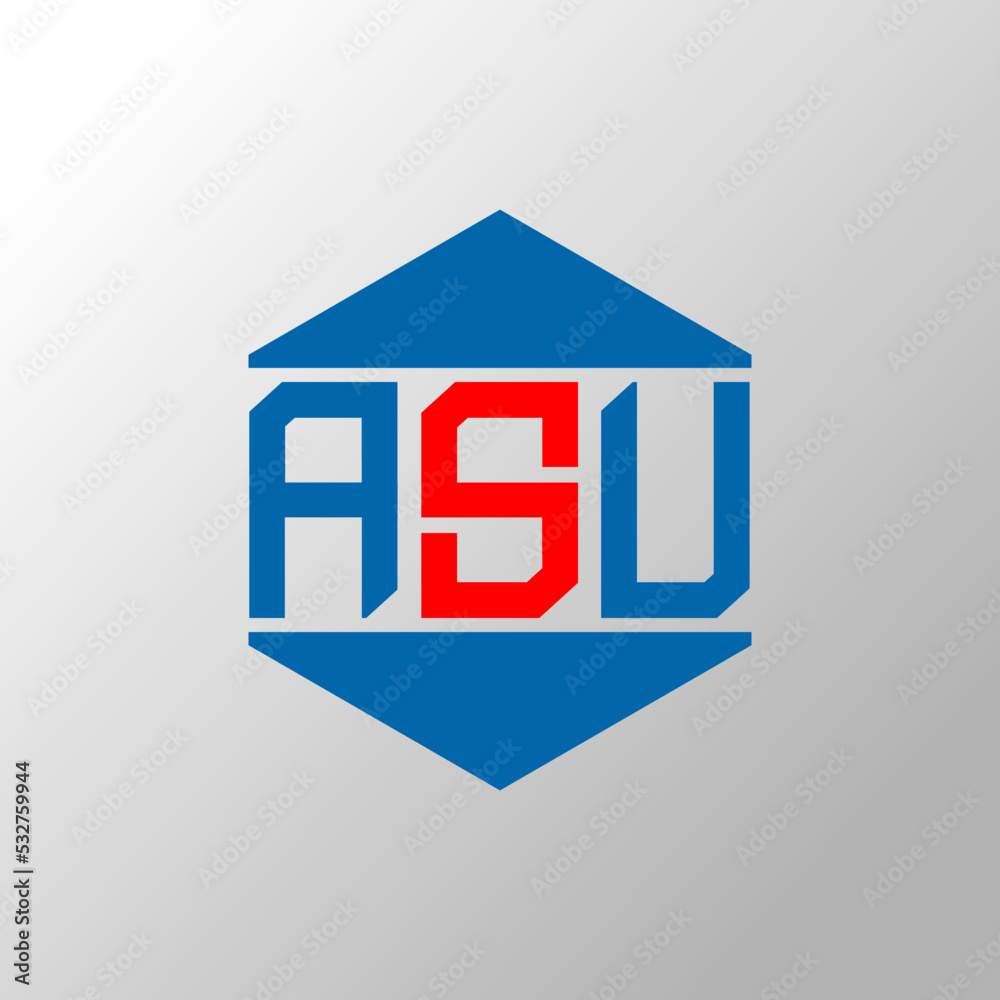 ASU hexagon vector logo template on white background. ASU polygon logo ...