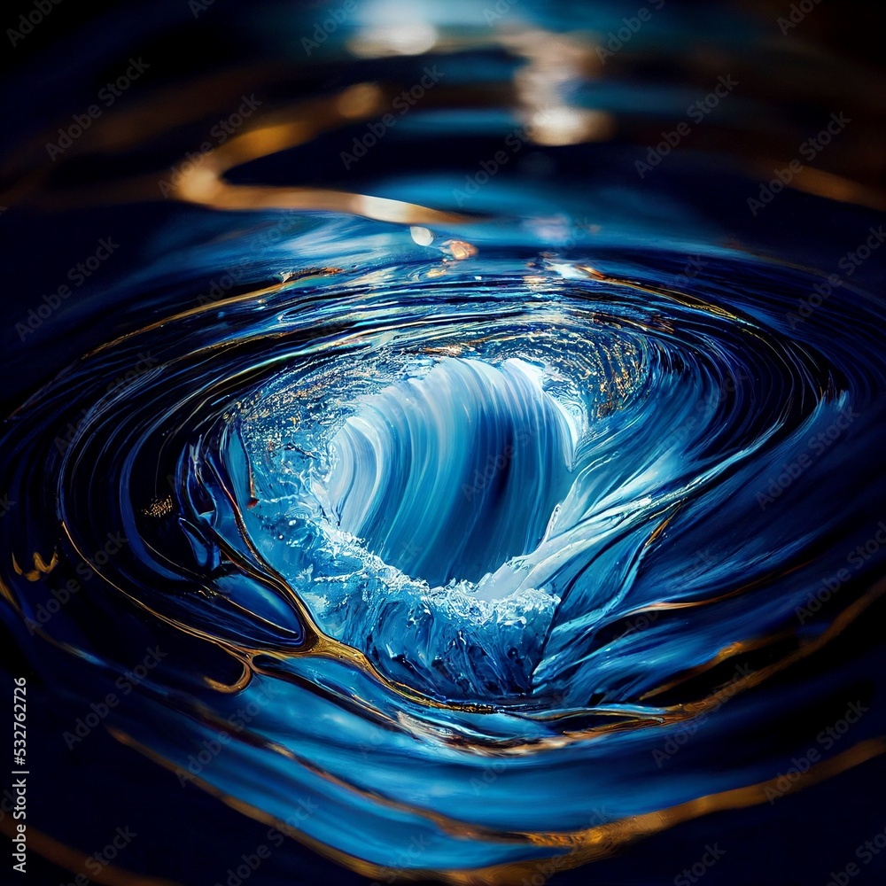 Water whirlwind, watter circle forming a portal. Water splash with ...