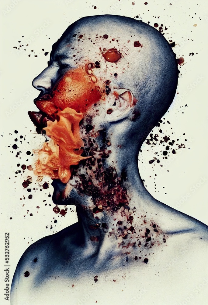 Human face from profile, portrait. Sketch showing face muscle, face ...