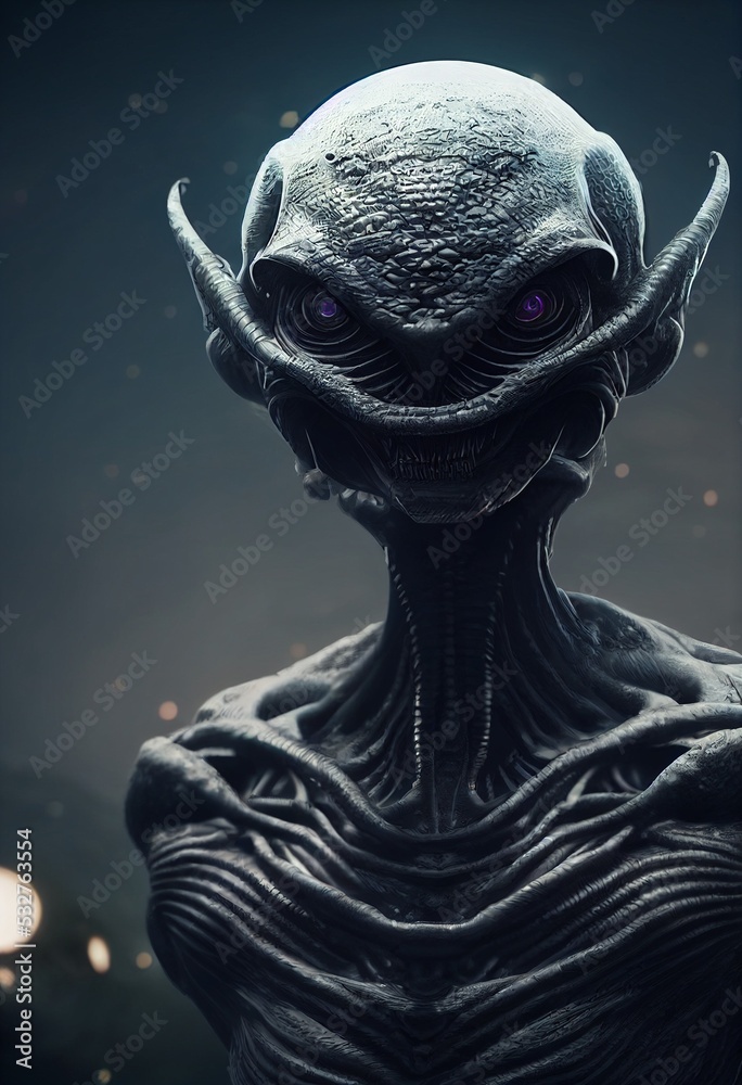 Scary alien with preadator appearence, tentacles, skull armor. New ...