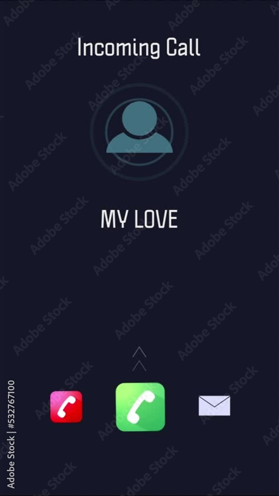 Incoming call, phone call con for mobile app with black background mock ...