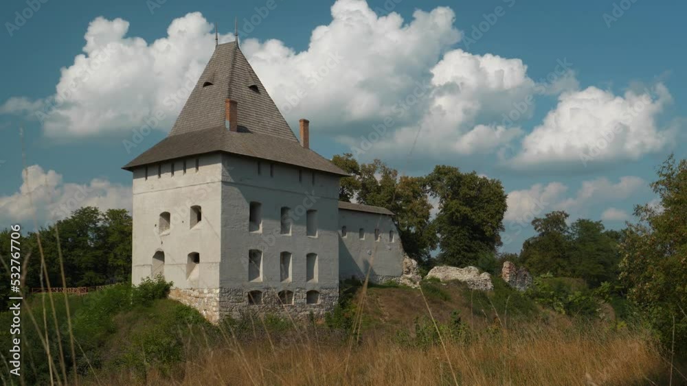 Castle from 14th century in Halych city on Dniester River, western ...