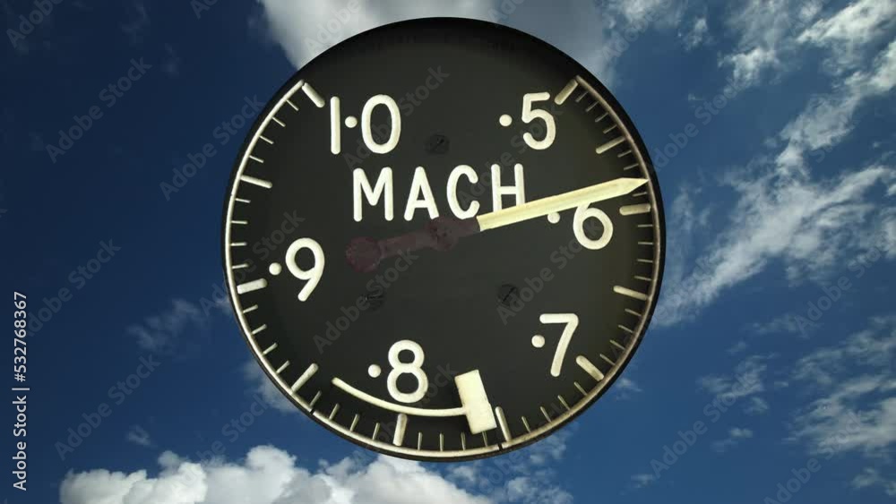 An early jet aircraft speedometer airspeed indicator. An aircraft ...