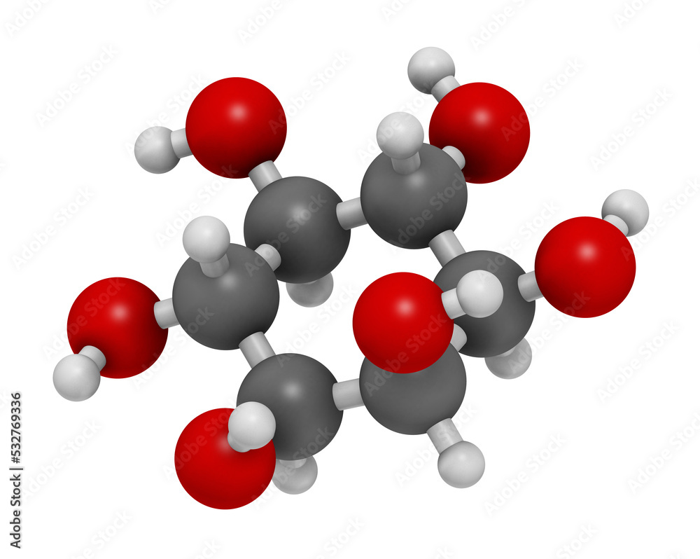 inositol (myo-inositol) molecule. 3D rendering. Inositol and its ...