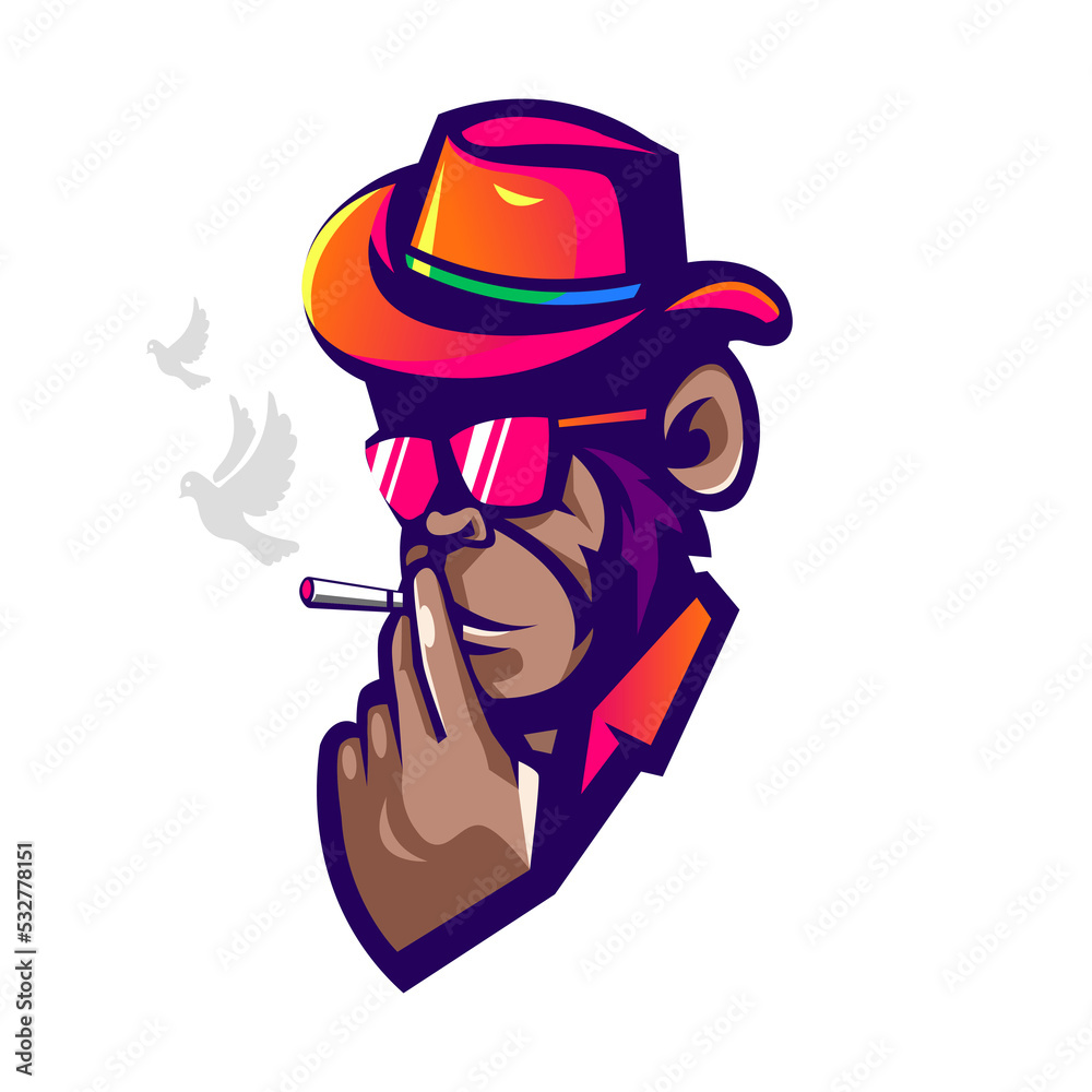 Monkey smoking transparent background Stock Illustration | Adobe Stock
