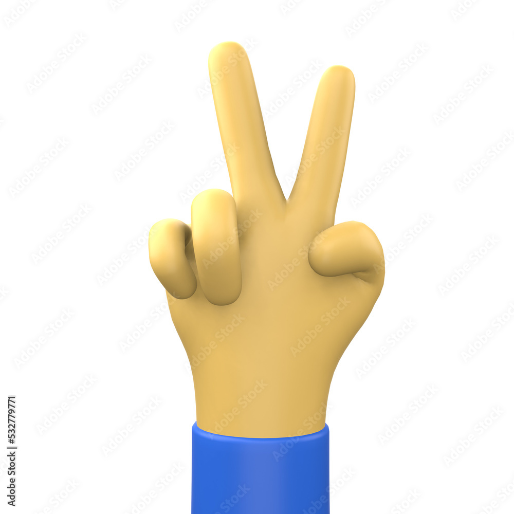 3D Illustration of hand sign emoticon on Transparent PNG Background. 3D ...