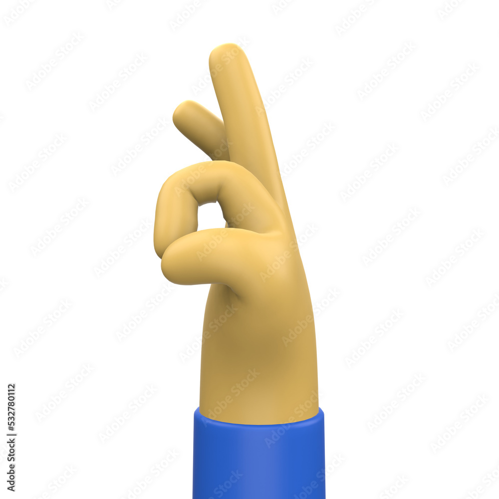 3D Illustration of hand sign emoticon on Transparent PNG Background. 3D ...