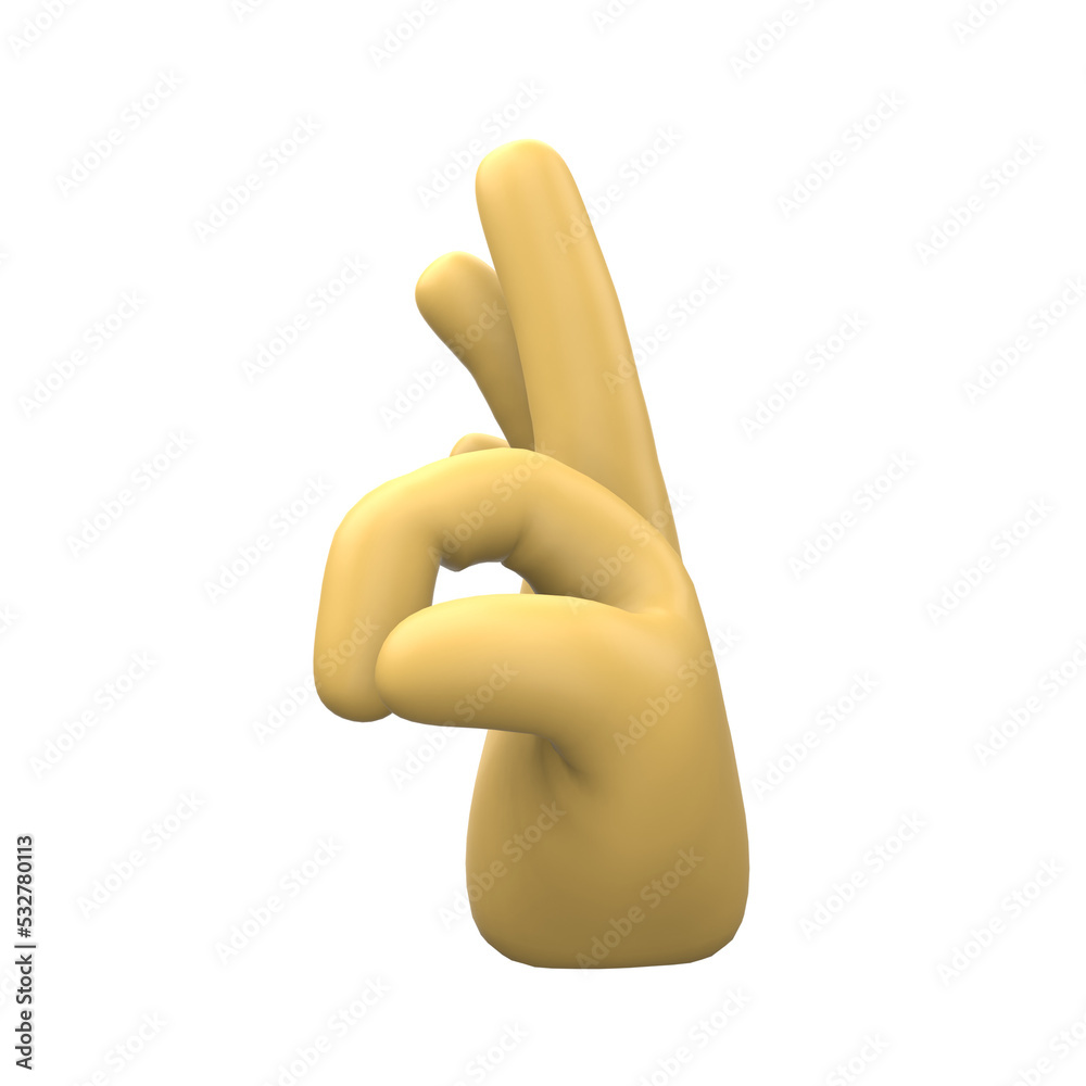 3D Illustration of hand sign emoticon on Transparent PNG Background. 3D ...