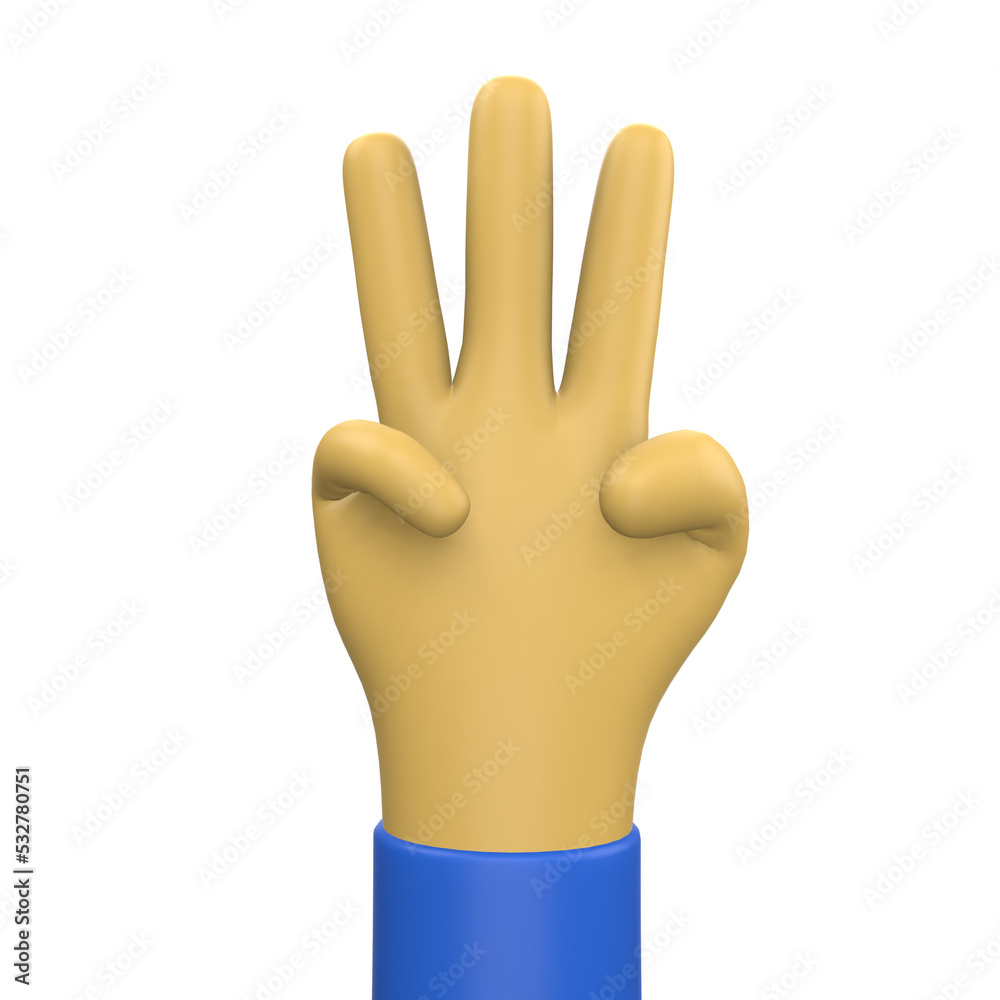 3D Illustration of hand sign emoticon on Transparent PNG Background. 3D ...