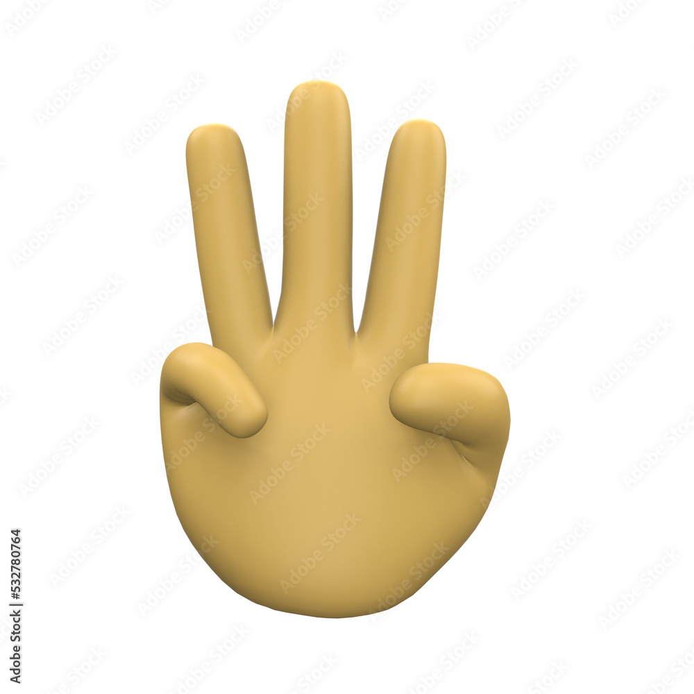 3D Illustration of hand sign emoticon on Transparent PNG Background. 3D ...