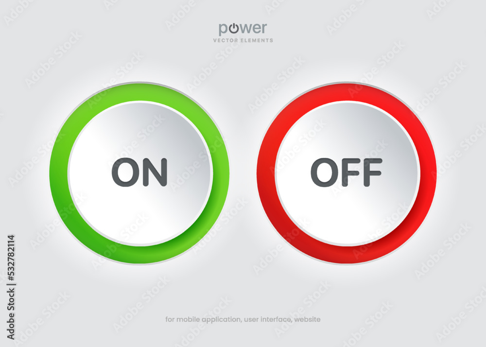 On and Off toggle switch icons push buttons. Switch toggle buttons ON ...